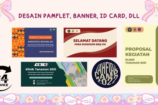 Desain Pamflet, Banner, ID Card, Cover Buku, Sertifikat, dll