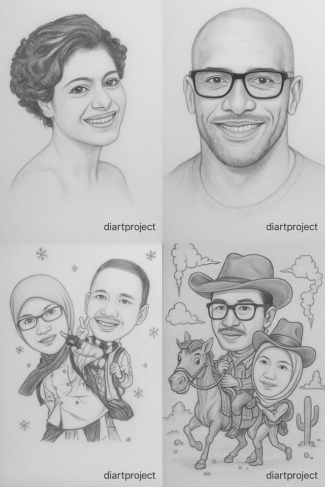 Seniman Sketsa Wajah Realis Manual – Hadiah Unik & Personal