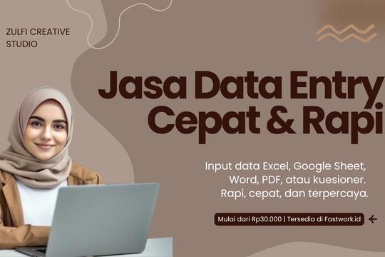 Jasa Data Entry Excel, Word, Google Sheet Cepat & Rapi.