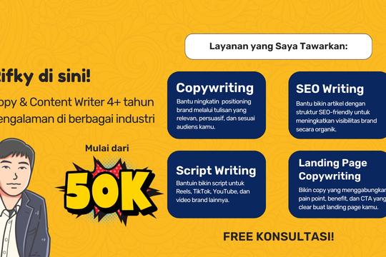 Copywriting, Content & Script Writing Berpengalaman