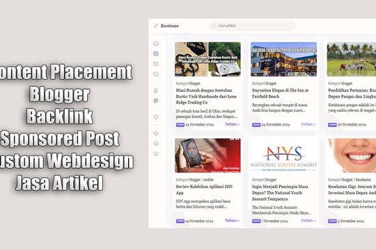Jasa Sponsored Post, Backlink & Content Placement Blogger