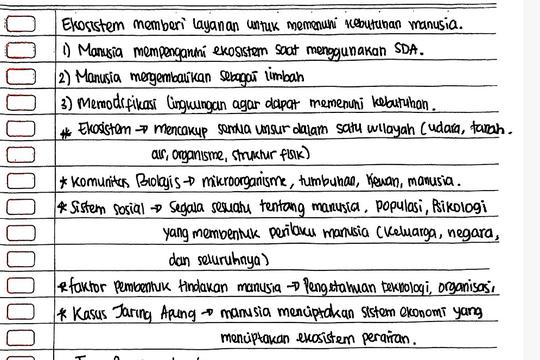 Joki tulis tangan di catatan, 7 halaman
