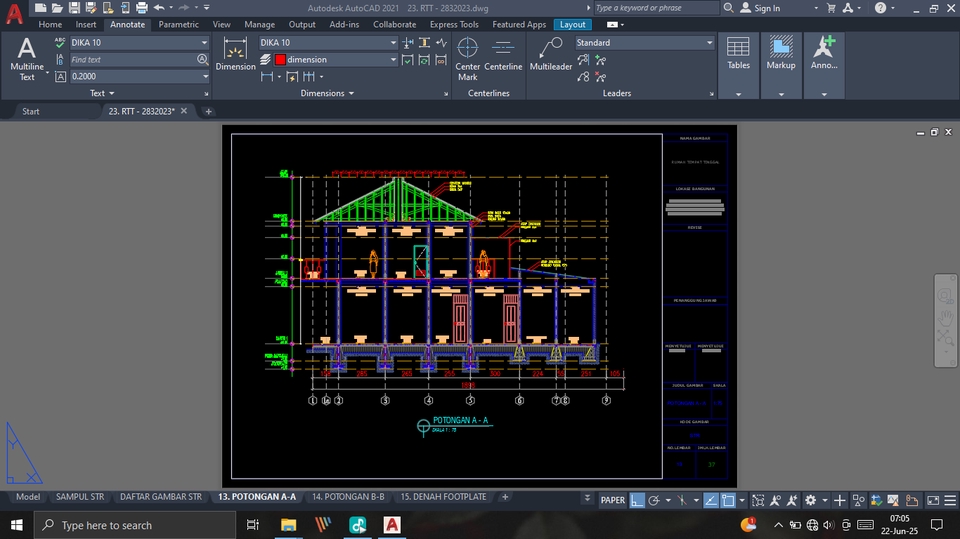 2D AutoCAD | POTONGAN | Free Revisi | Murah & Cepat